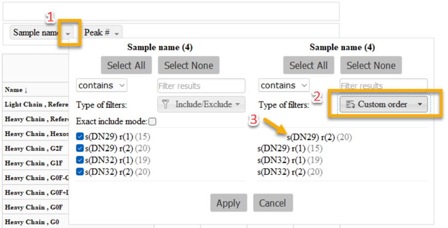 Sorting of the samples in projects and reports – Protein Metrics