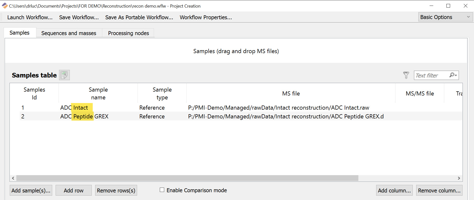 Intact Reconstruction Workflow – Protein Metrics